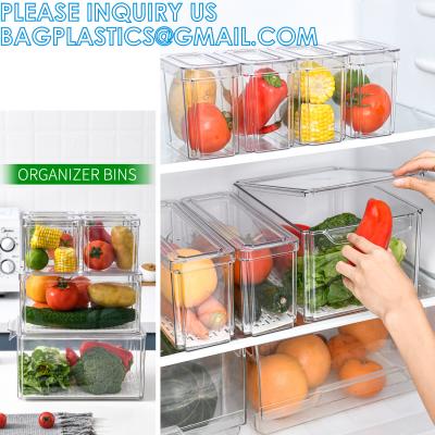 Cina Fridge Tray Drawer Organizer Pull Out Refrigerator, Food Storage Boxes Stackable Home Kitchen Vegetable Storage in vendita