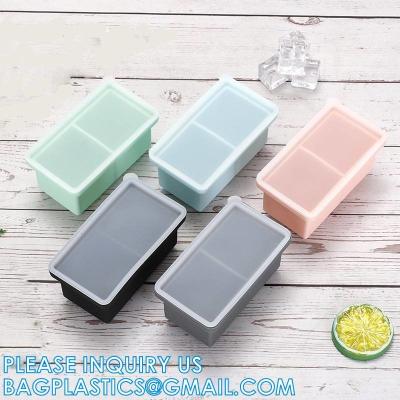 China Silicone Ice Cube Molds With Removable Lids Reusable And BPA Free For Whiskey, Cocktail, Stackable Flexible Safe Ice for sale