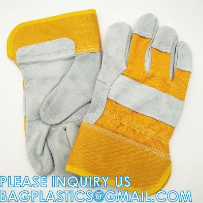 Cina Guanti di lavoro di saldatura di cuoio resistenti, guanti di sicurezza della palma, rivestimento della pelle scamosciata, pelle bovina, taglio resistente, driver Gloves in vendita
