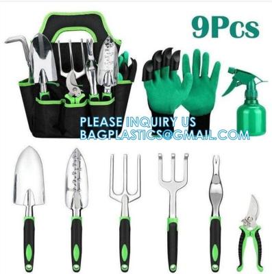 China 9 Piece Specialty Lady Garden Tool Set Heavy Duty Flower Design Garden Tool Set Gardening Tool With Bag for sale