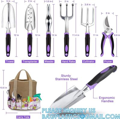 China 9 Piece Specialty Lady Garden Tool Set Heavy Duty Flower Design Garden Tool Set Gardening Tool With Bag for sale