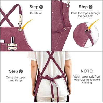 Cina Gardening Work Garden Tools Storage Aprons Waterdrop Resistant Cotton Canvas Cross Back Adjustable Apron in vendita