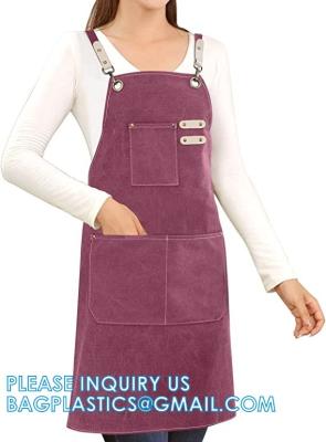 Cina Gardening Work Garden Tools Storage Aprons Waterdrop Resistant Cotton Canvas Cross Back Adjustable Apron in vendita