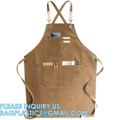 Cina Gardening Work Garden Tools Storage Aprons Waterdrop Resistant Cotton Canvas Cross Back Adjustable Apron in vendita