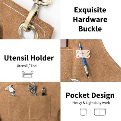 Cina Gardening Work Garden Tools Storage Aprons Waterdrop Resistant Cotton Canvas Cross Back Adjustable Apron in vendita