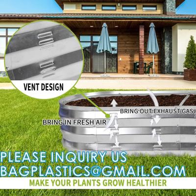 China Planter Boxs, Garden Boxes, Galvanized Steel Raised Garden Bed Kit Planter Raised Box With Safety Rubber Edging Strip for sale