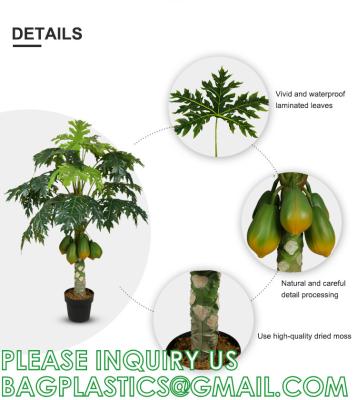 China Artificial Trees for Home Decor Plants Large Artificial Tree Branch Green Leaves Real Touch Fake Papaya Tree for sale
