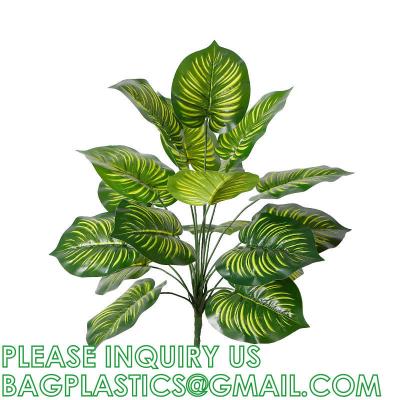 China Palm Leaves Artificial Tropical Monstera-84Pcs 6 Kinds Large Small Green Fake Palm Leaf with Stems for Safari Jungle for sale