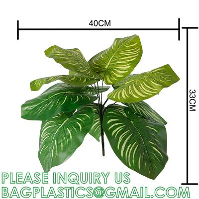 China Palm Leaves Artificial Tropical Monstera-84Pcs 6 Kinds Large Small Green Fake Palm Leaf with Stems for Safari Jungle for sale