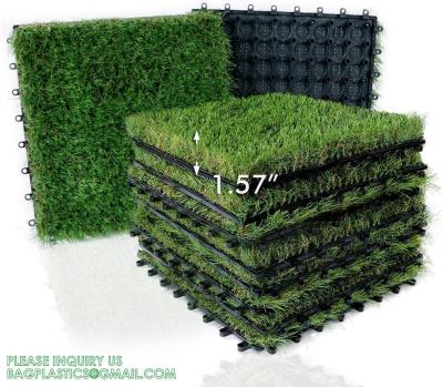 China Artificial Grass Tiles Interlocking Turf Deck Set  Synthetic Fake Grass Self-draining Mat Flooring Decor for sale