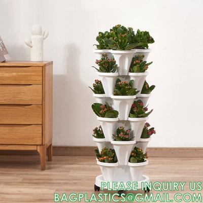 China Stackable Planter, Vertical Garden Planter, Strawberry Planter, Indoor/Outdoor, 5 Tier Garden Tower, Herb Plant for sale