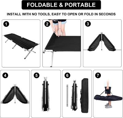 China Folding Metal Bunk Cot Steel Frame Sleep Adjustable Foldable Portable Single Outdoor Camping Bed for sale