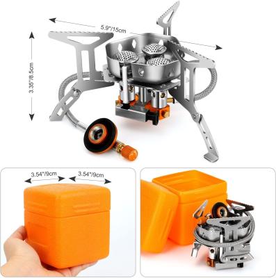 Cina stufa di gas di campeggio antivento della stufa di campo 6800W con l'adattatore della scatola metallica del combustibile, accensione piezo-elettrica, Carry Case, portatile in vendita