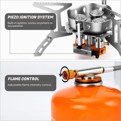 Cina stufa di gas di campeggio antivento della stufa di campo 6800W con l'adattatore della scatola metallica del combustibile, accensione piezo-elettrica, Carry Case, portatile in vendita