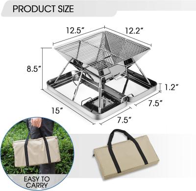Cina Griglia all'aperto del barbecue del carbone di picnic, griglia portatile del carbone, pozzo di campeggio piegante del fuoco di acciaio inossidabile in vendita