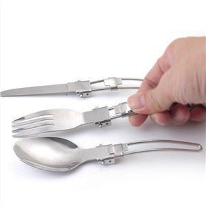 Cina La forcella del cucchiaio del coltello pieghevole di acciaio inossidabile, utensili di campeggio ha messo gli utensili pieghevoli di viaggio con il caso inossidabili in vendita