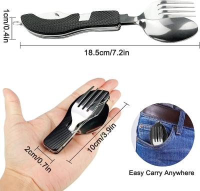 Cina La forcella del cucchiaio del coltello pieghevole di acciaio inossidabile, utensili di campeggio ha messo gli utensili pieghevoli di viaggio con il caso inossidabili in vendita