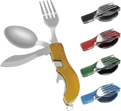 Cina La forcella del cucchiaio del coltello pieghevole di acciaio inossidabile, utensili di campeggio ha messo gli utensili pieghevoli di viaggio con il caso inossidabili in vendita