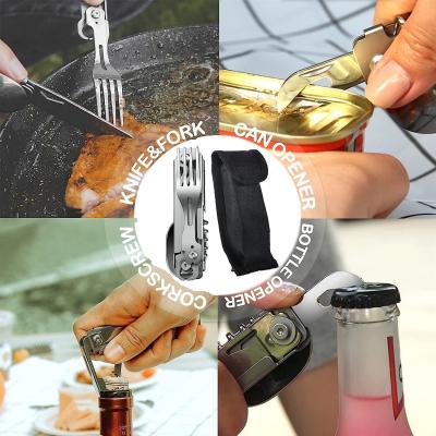 Cina 5-in-1 utensili di campeggio, Multitool con sicurezza che chiude, cucchiaio staccabile di acciaio inossidabile, forcella, coltello, bottiglia della bottiglia in vendita