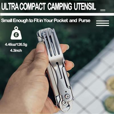 Cina 5-in-1 utensili di campeggio, Multitool con sicurezza che chiude, cucchiaio staccabile di acciaio inossidabile, forcella, coltello, bottiglia della bottiglia in vendita