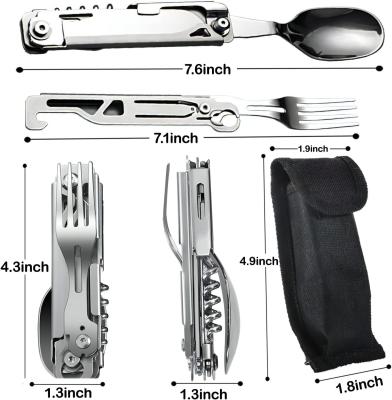 Cina 5-in-1 utensili di campeggio, Multitool con sicurezza che chiude, cucchiaio staccabile di acciaio inossidabile, forcella, coltello, bottiglia della bottiglia in vendita