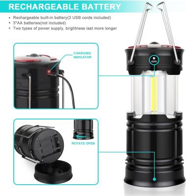 Cina Camping Lanterns Camping Accessories USB Rechargeable and Battery Powered 2-in-1 LED Lanterns, Hurricane Lights in vendita