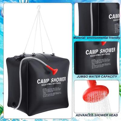 Cina 10 Gallons/ 40L Solar Camping Showers with Hot Water Portable Camping Shower Bag Removable Hose Shower Nylon Ropes in vendita
