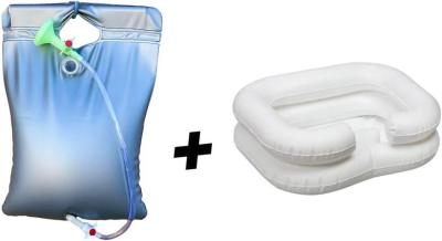 China Inflatable Shampoo Basin with Bedside PVC Shower Bag Combo Pack, Shampoo Bowl with Sprayer and Water Bag for sale