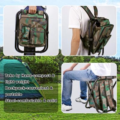 Cina Folding Stool Backpack Insulated Cooler Bag, Collapsible Camping Hunting Fishing Multifunction Chair Front Pocket in vendita