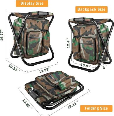 Cina Folding Stool Backpack Insulated Cooler Bag, Collapsible Camping Hunting Fishing Multifunction Chair Front Pocket in vendita