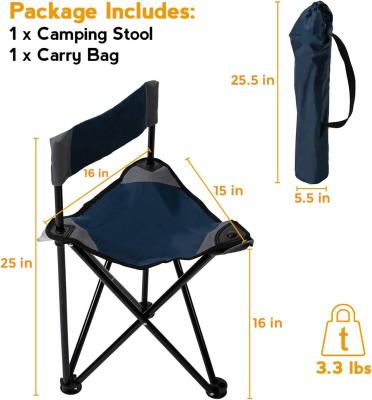Cina Portable Triangle Camping Fishing Chair, Tripod Stool With Backrest Fishing Camping Chair With Carry Strap in vendita