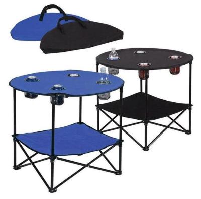 China Folding Chair Table Camping Set, Table with 4 Cup Holders, Collapsible Canvas Portable Tables Folding BBQ Outdoor for sale