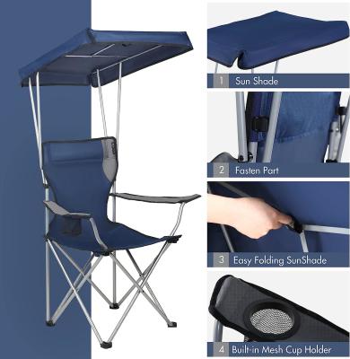 Cina Camping Folding Chair With Umbrella, Recliner Chairs, Beach Chair Adults Camping Chair High Back with Umbrella in vendita