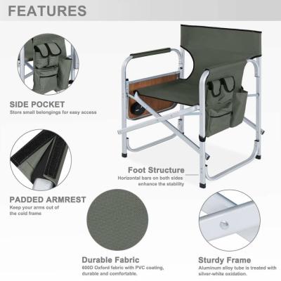 Cina Promotional Folding Lightweight Aluminum Dining Director Chair Adjustable Outdoor Foldable Metal Director Chairs in vendita