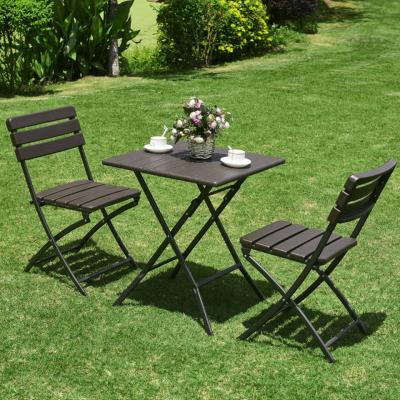 Cina Insieme di plastica pieghevole portatile della Tabella del giardino dell'HDPE della fabbrica di progettazione del caffè del patio di legno di plastica all'ingrosso del salotto in vendita