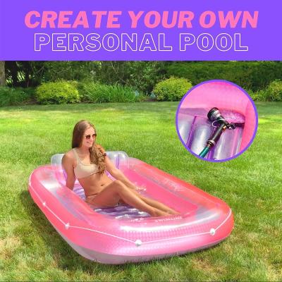 China Inflatable Tanning Pool Lounger Float, Sun Tan Tub Sunbathing Raft Floatie Toys Water Filled Tanning Bed Mat for sale