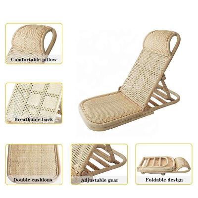 Cina Wholesale Oem Outdoor Picnic Folding Adjustable Camping Lounger Boho Low Rattan Floor Beach Chair Portable in vendita
