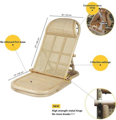 Cina Wholesale Oem Outdoor Picnic Folding Adjustable Camping Lounger Boho Low Rattan Floor Beach Chair Portable in vendita