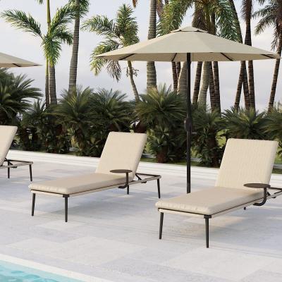 China Outdoor Lounge Chair Set Aluminum Patio Chaise Lounger Side Table and Pillow Outside Pool Beach Sunbathing Tann for sale