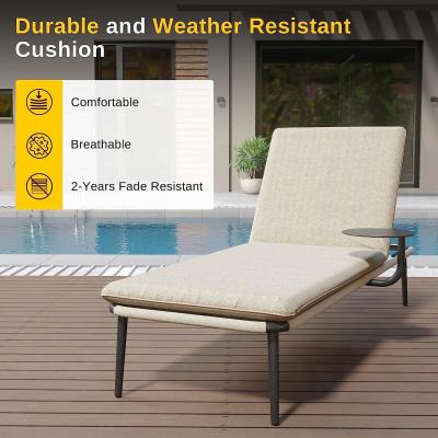 China Outdoor Lounge Chair Set Aluminum Patio Chaise Lounger Side Table and Pillow Outside Pool Beach Sunbathing Tann for sale