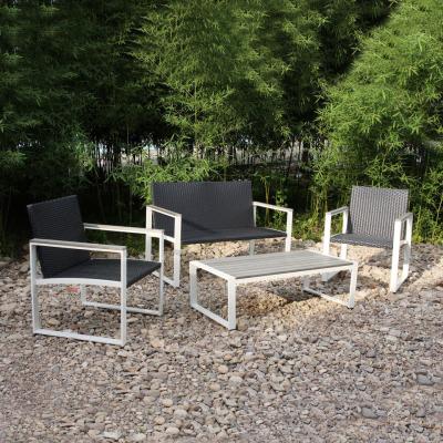 China Outdoor Conversation Bistro Set, Courtyard Balcony Hollow Weaving Open Wicker Garden Rattan Furniture Sofa Set for sale