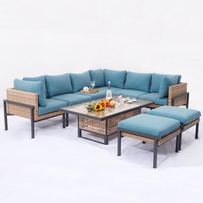 China Outdoor Patio Furniture Sets Patio Set Rattan Chair Wicker Sofa Conversation Set Patio Chair Backyard Lawn for sale