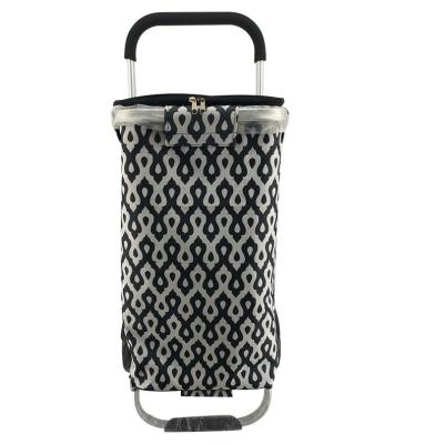 Cina Handle Cover Wash Collapsible Swivel Wheels Supermarket Shopping Trolleys Carts Portable Folding With Cooler in vendita
