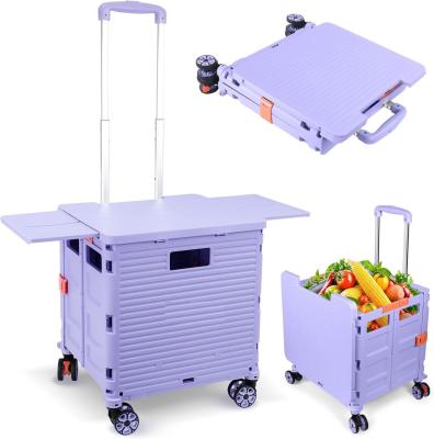Cina Foldable Cart With Stair Climbing Wheels, Collapsible Rolling Crate Telescoping Handle, Handcart For Grocery Book in vendita