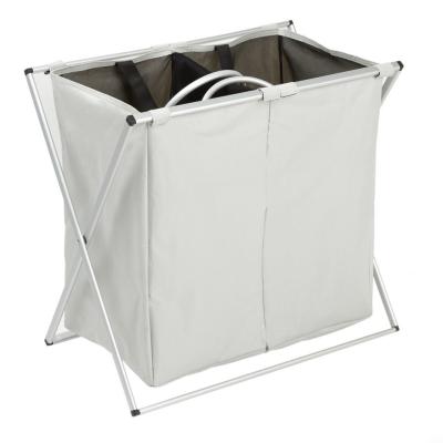 China Foldable Clothing Bag Collapsible Extra Large Washing Dirty Clothes Laundry Basket Hamper 3 Compartments for sale