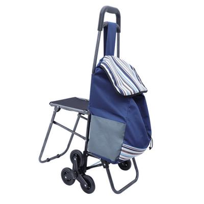 China High Quality Wholesale 6 Wheel Foldable Aluminium Alloy Collapsible Carts Shopping Trolley With Seat for sale