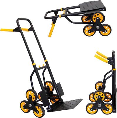 China Folding Steel Trolley Platform Handtruck Brake Heavy Industrial Flatbed Truck Logistics Warehouse Handling for sale