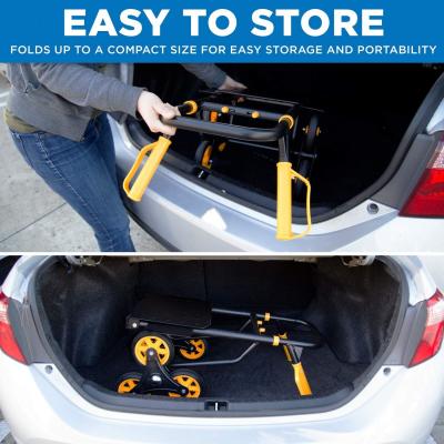 China Folding Steel Trolley Platform Handtruck Brake Heavy Industrial Flatbed Truck Logistics Warehouse Handling for sale