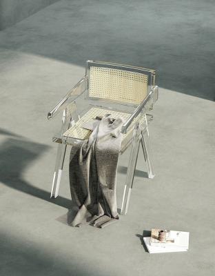 China Modern Acrylic Stacking Kitchen Dining Room Arm Chair In Clear Fully Assembled Chair Transparent Plastic Dining for sale