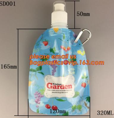 Cina Confezione da 3 borracce sportive pieghevoli, bottiglie da viaggio pieghevoli a prova di perdite per campeggio ed escursionismo, capacità 480 ml in vendita